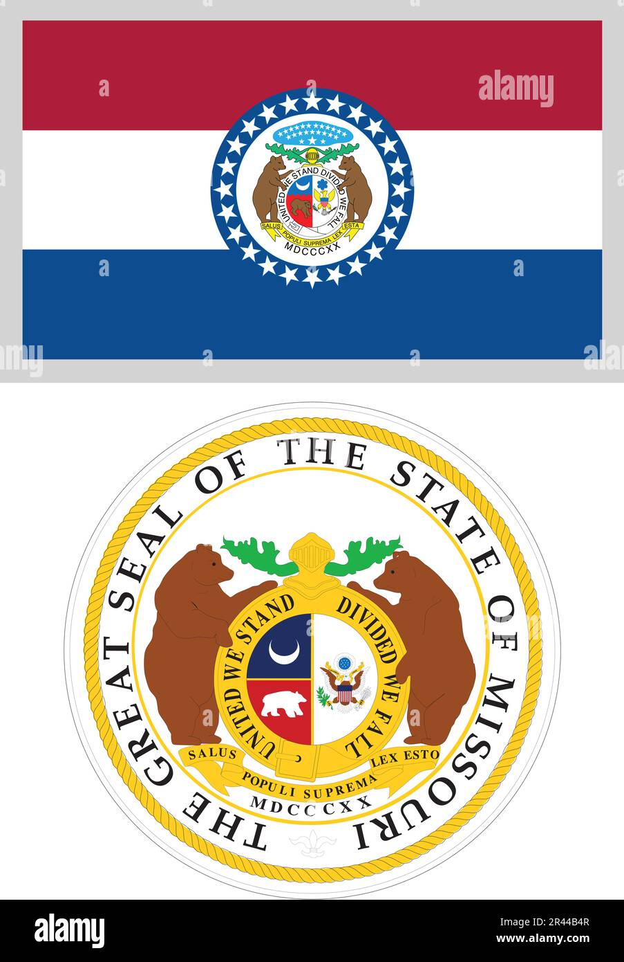 Missouri US State Flag and Coat of Arm Design Stock Vector Image & Art ...