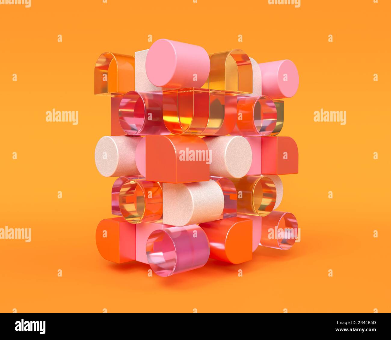 Round shapes in a square - colored geometric 3d illustration Stock ...