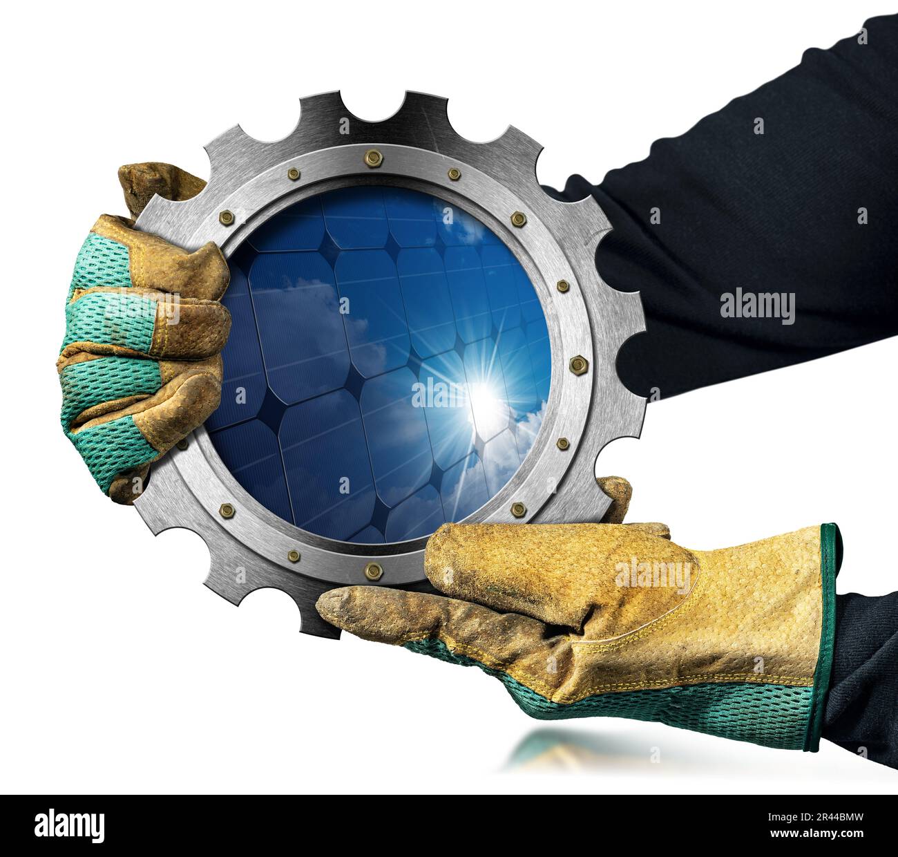 Worker solar panel on Cut Out Stock Images & Pictures - Alamy