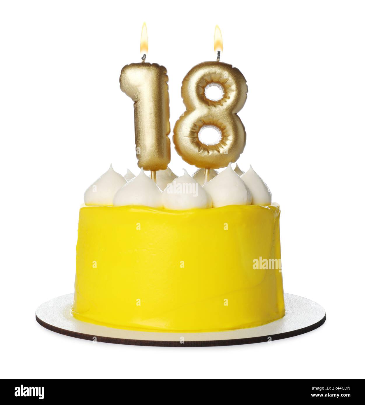 18th birthday. Delicious cake with number shaped candles for coming of ...