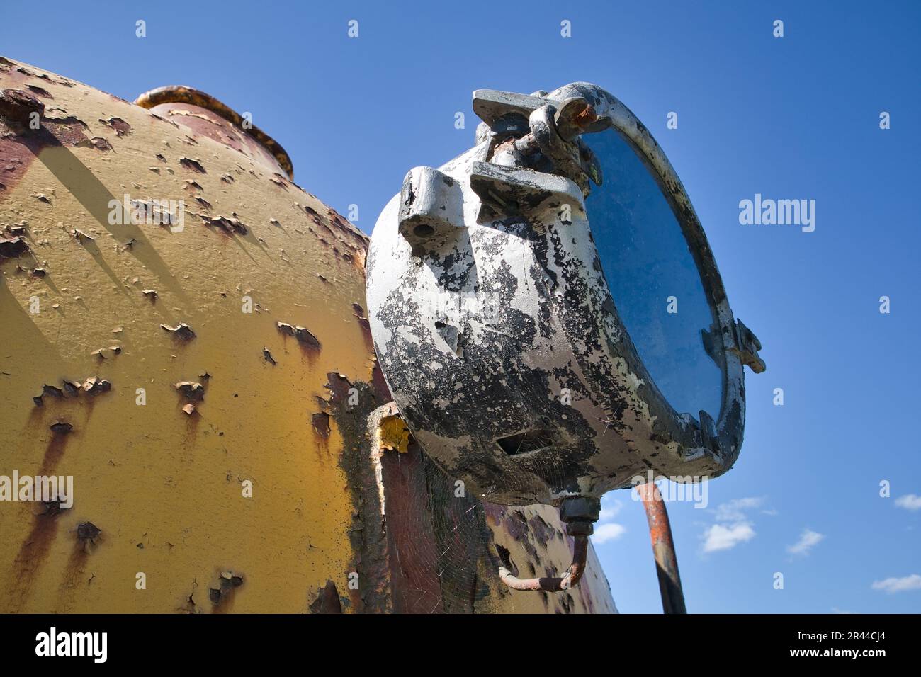 Old rusty steam locomotive front lamp detail Stock Photo - Alamy