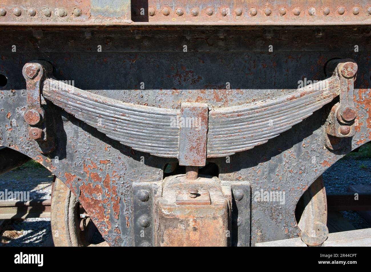 Old rusty steam locomotive leaf spring detail Stock Photo - Alamy
