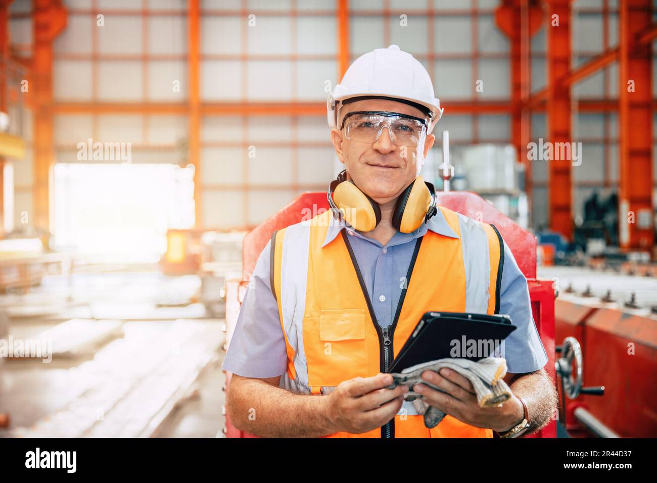 Portrait senior engineer male supervisor working in heavy metal ...