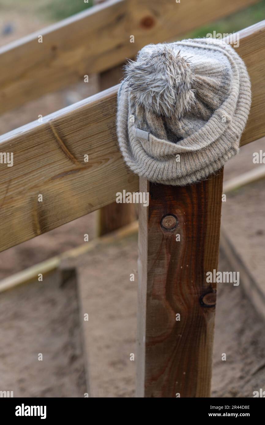 Molly hat left on a fence post at marske, north yorkshire, uk Stock ...