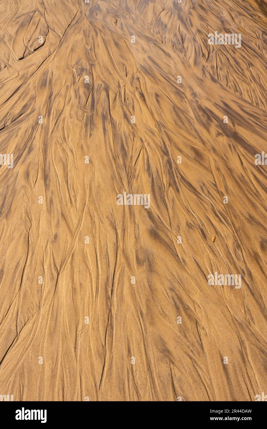 patterns formed in wet sand on beach at marske, north yorkshire, uk ...