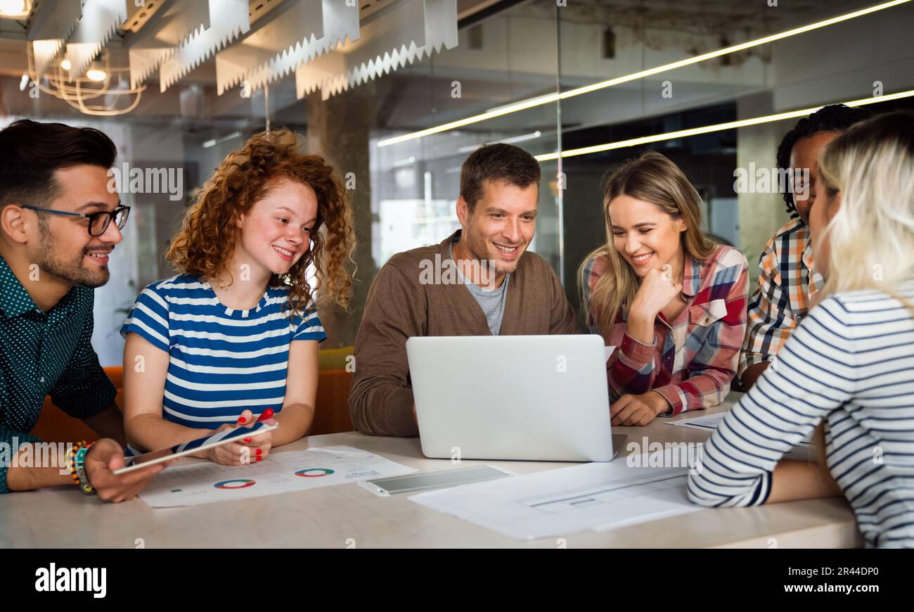 Business solutions, technology and strategy concept. Colleagues working ...