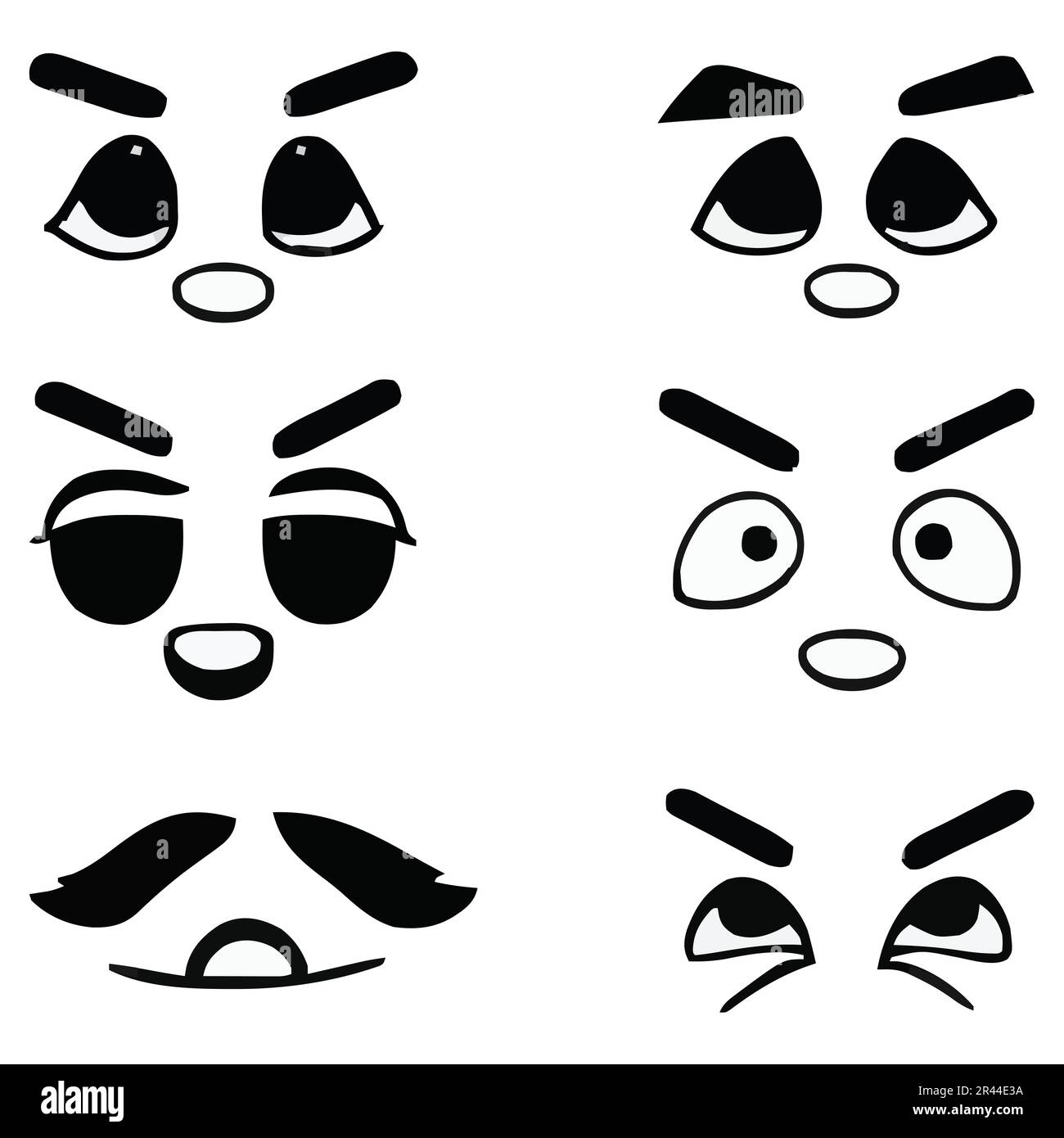 Set facial expressions emotions Black and White Stock Photos & Images ...