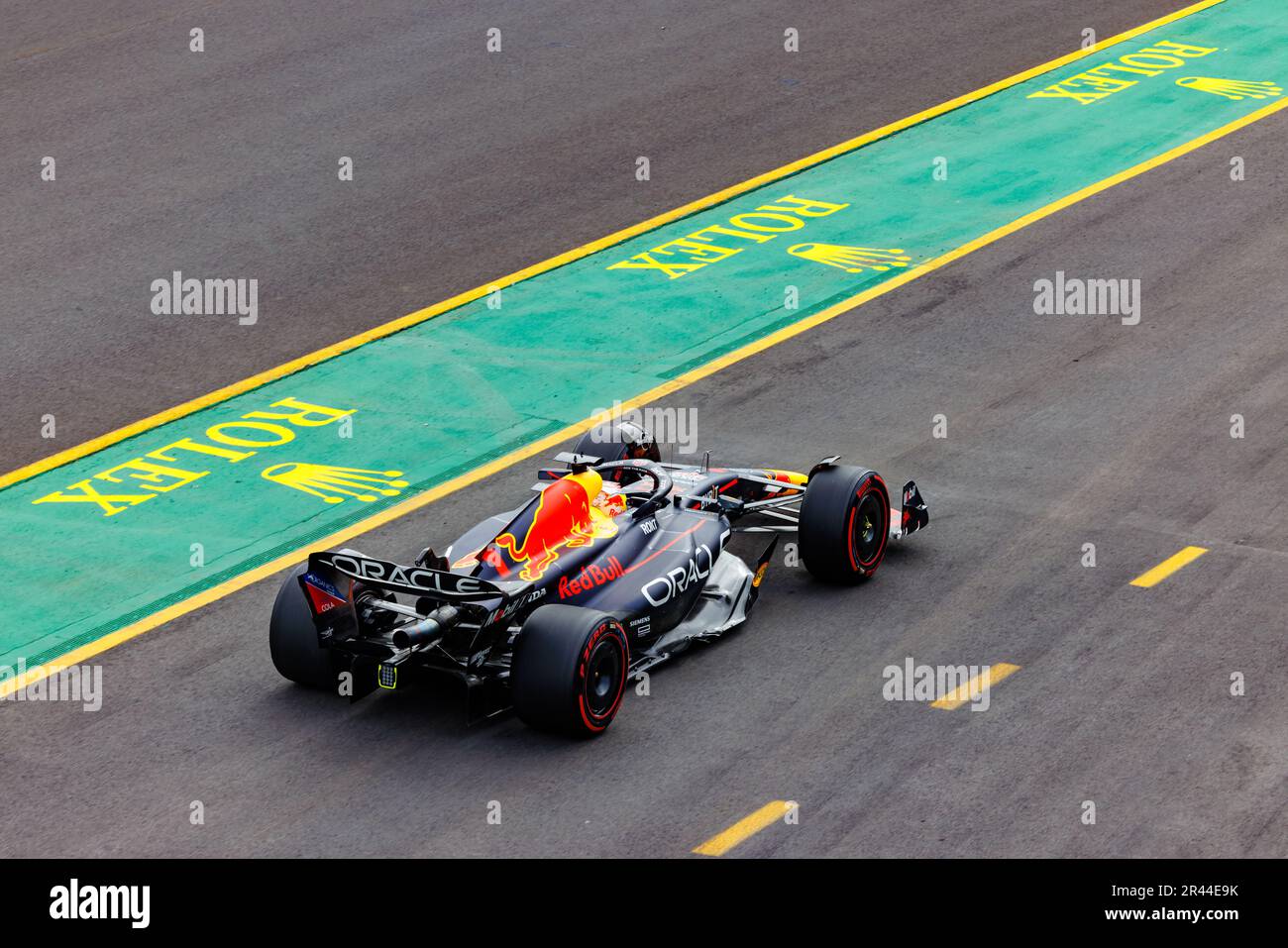 Max Verstappen drives his car out of pit lane during qualifying at the ...