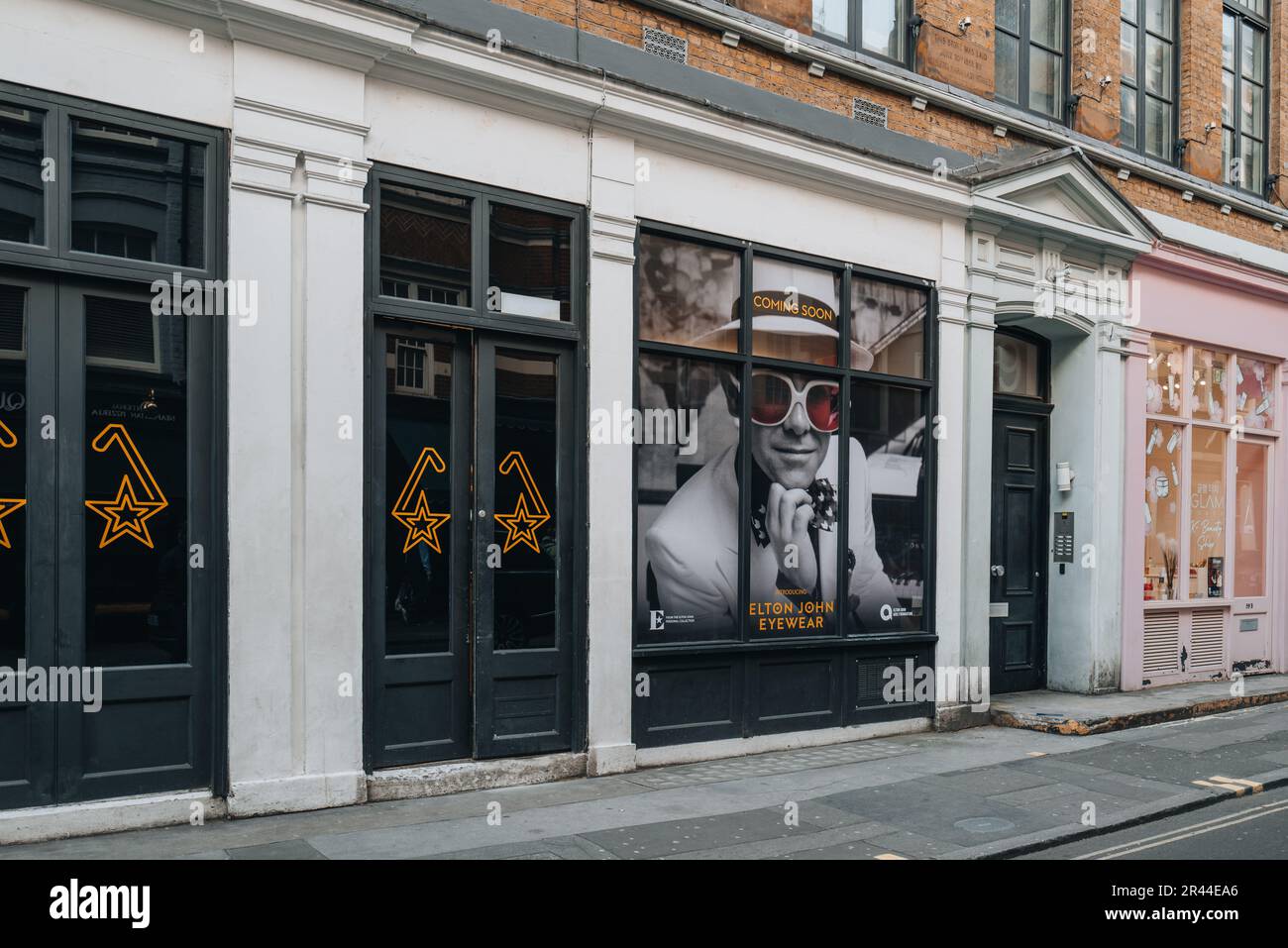 London, UK - April 13, 2023: Exterior of Elton John Eyewear pop up ...