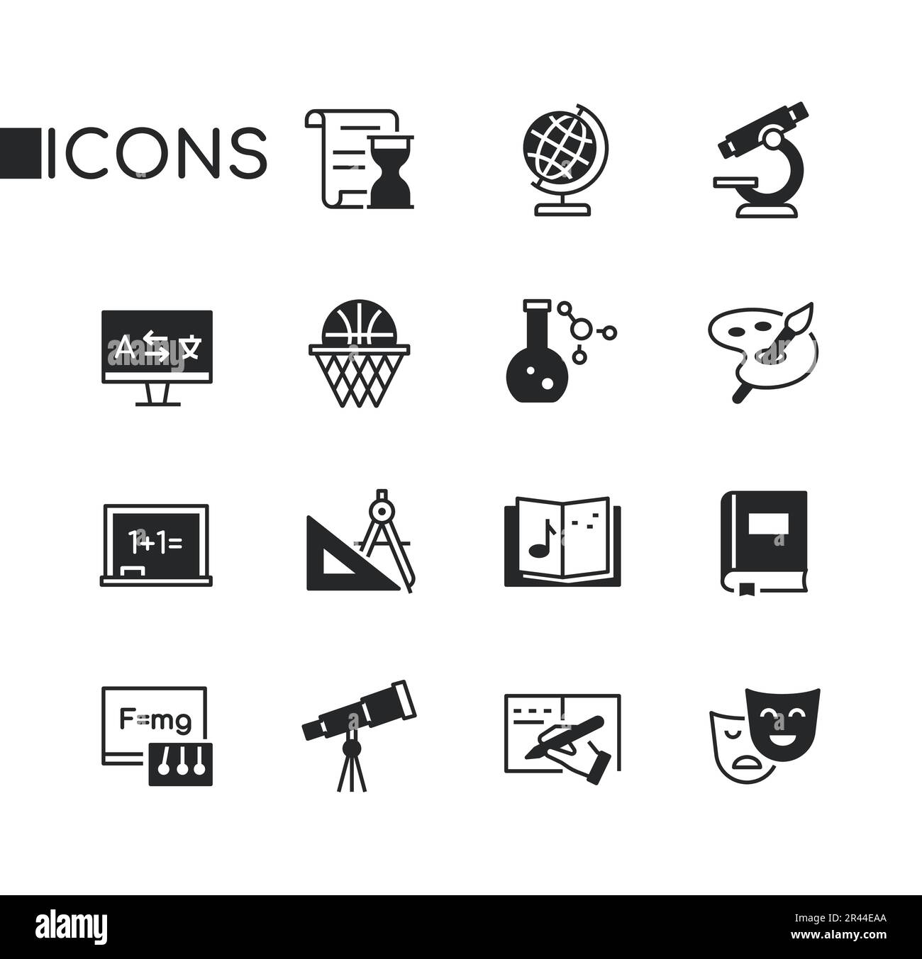 Science And Art Set Of Line Design Style Icons Stock Vector Image And Art Alamy