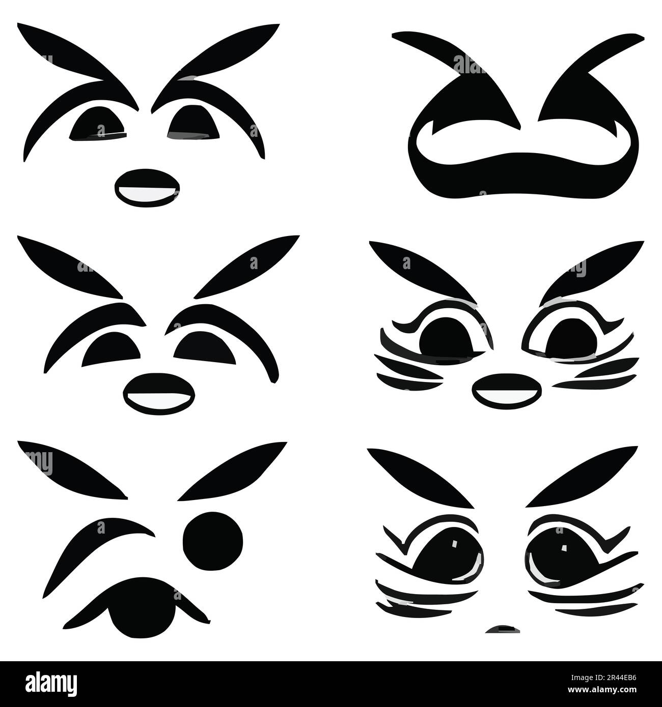 Set facial expressions emotions Black and White Stock Photos & Images ...