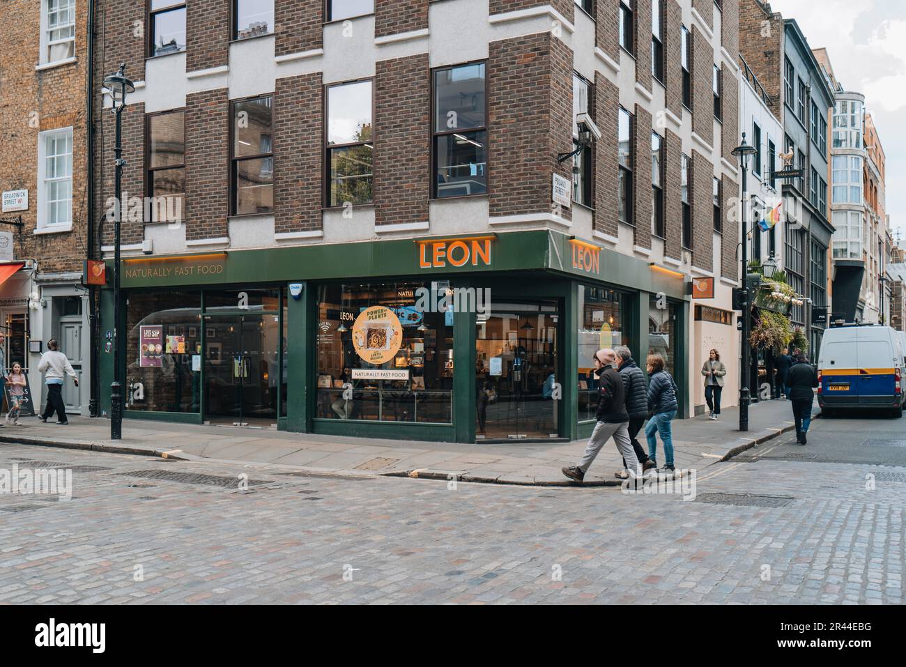 London, UK - April 13, 2023: Leon restaurant on Broadwick Street ...