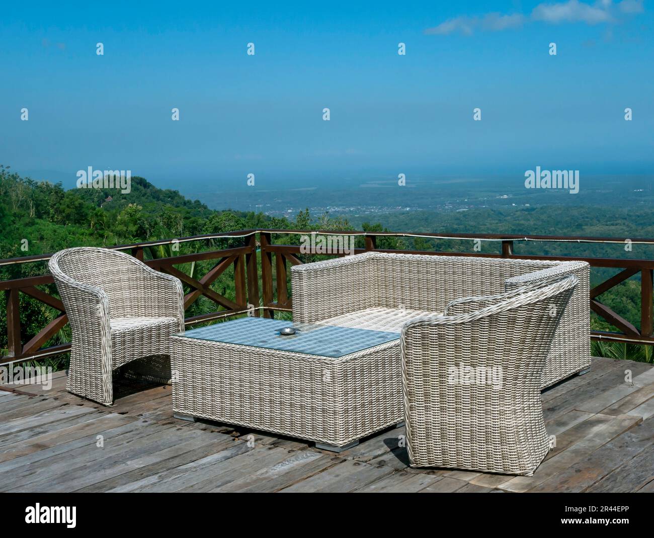Lounge chairs for relaxing on the hill of Pule Payung, Kulon Progo ...