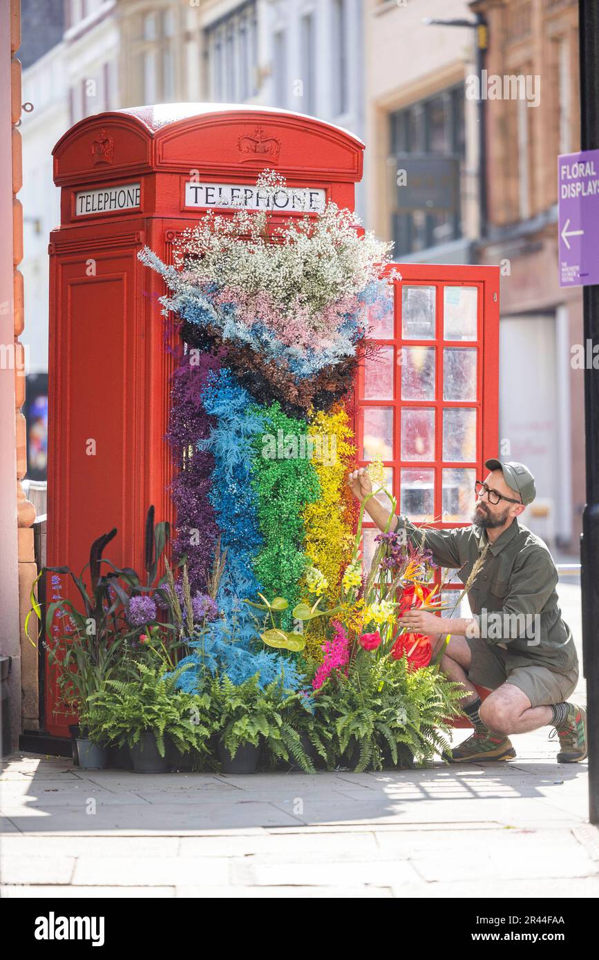 EDITORIAL USE ONLY David Jayet-Laraffe tending to his installation ...