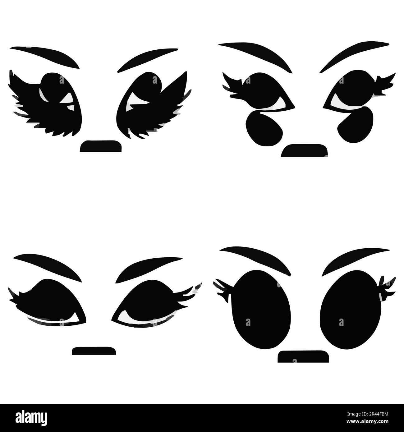 Set facial expressions emotions Black and White Stock Photos & Images ...