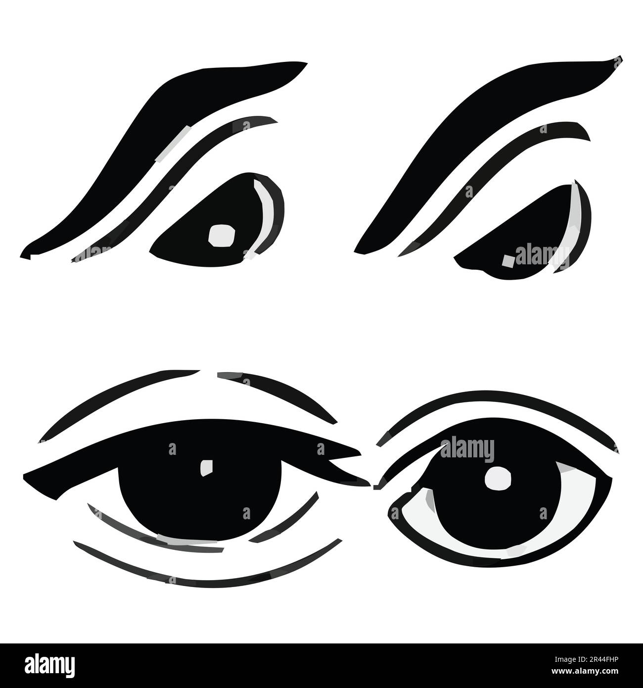 Set facial expressions emotions Black and White Stock Photos & Images ...