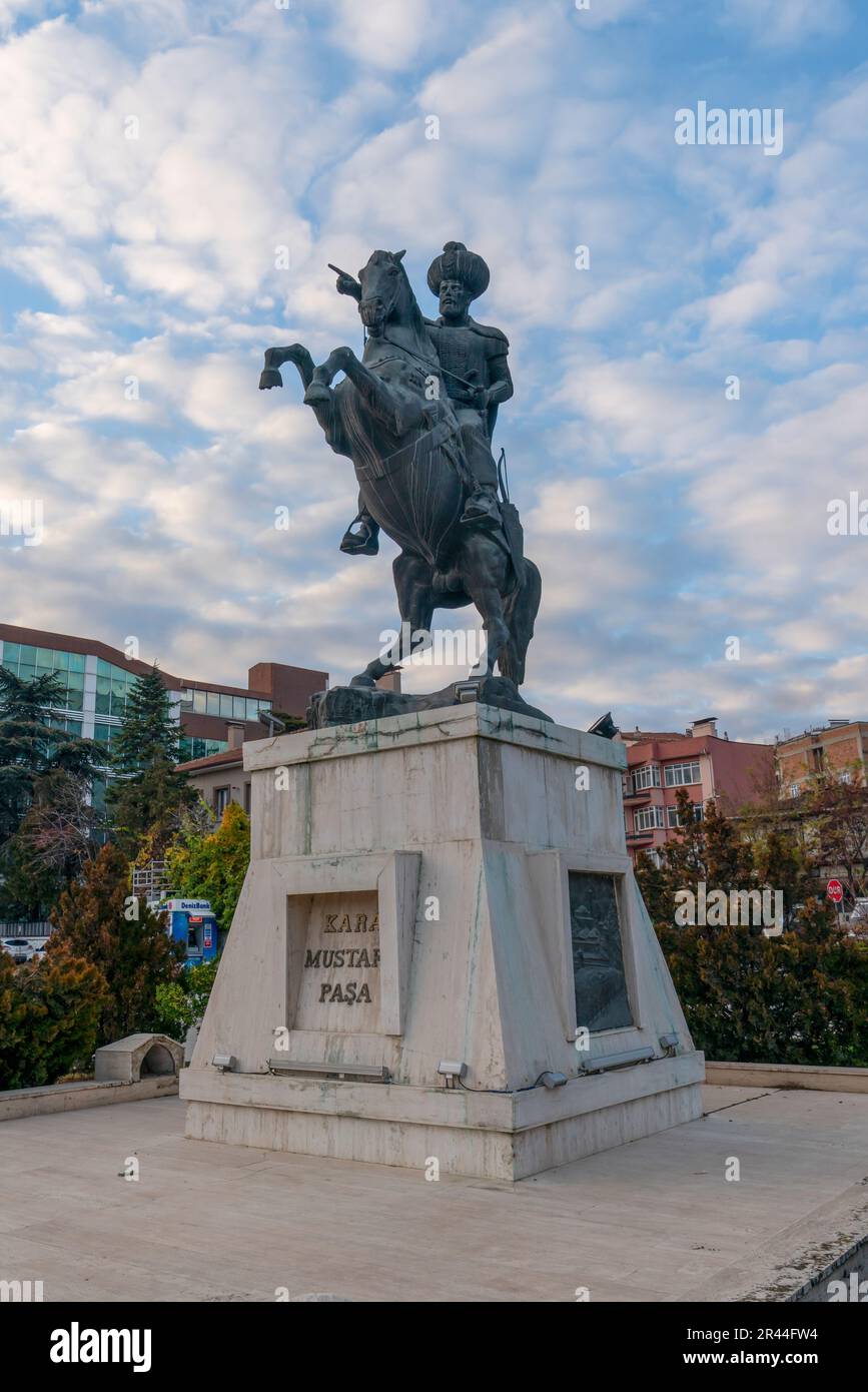 Merzifon, Amasya, Turkey - November 27, 2022: Kara Mustafa Pasa statue ...