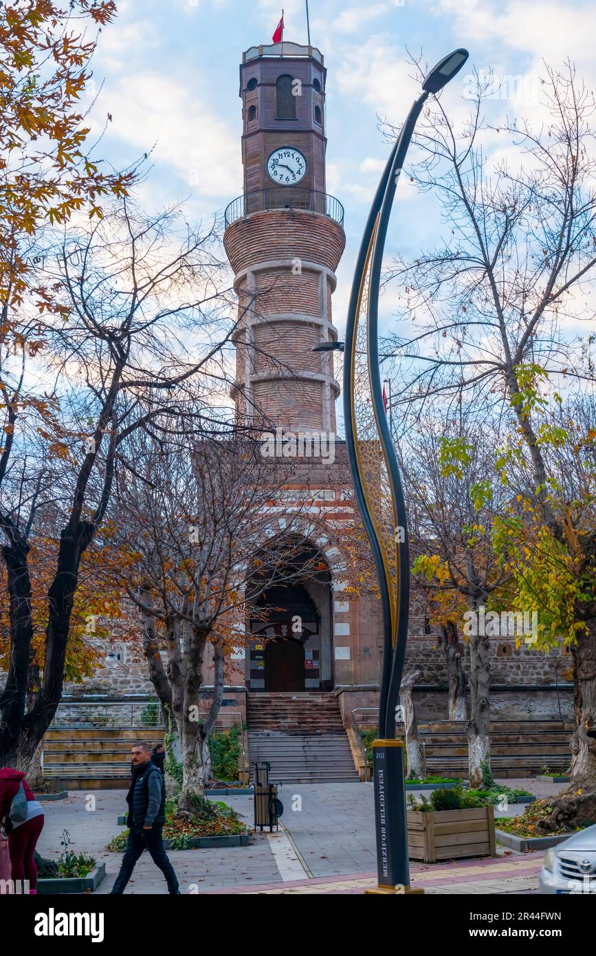 Merzifon, Amasya, Turkey - November 27, 2022: Merzifon Clock Tower is a ...