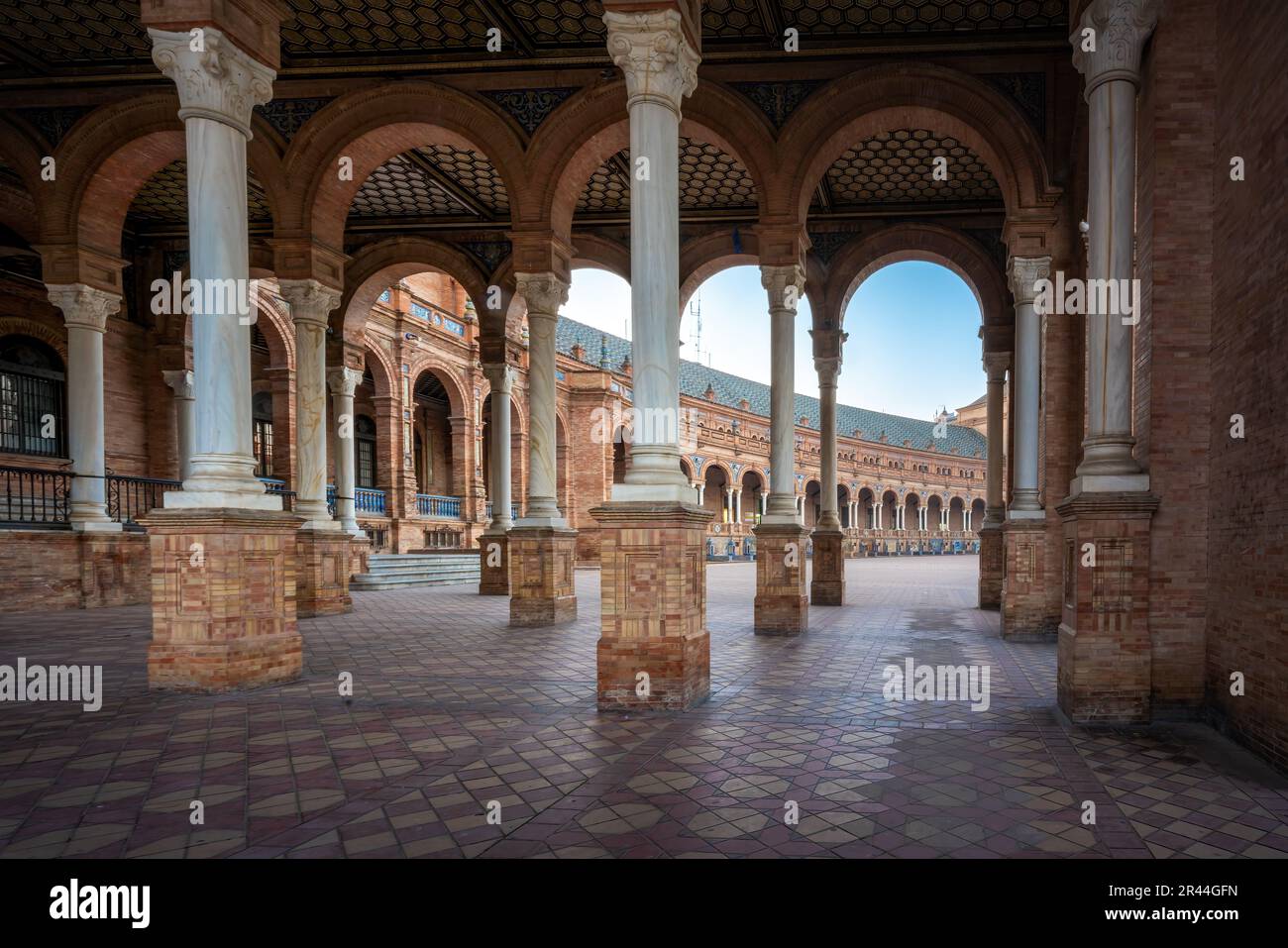 Arches of Central Building at Plaza de Espana - Seville, Andalusia ...