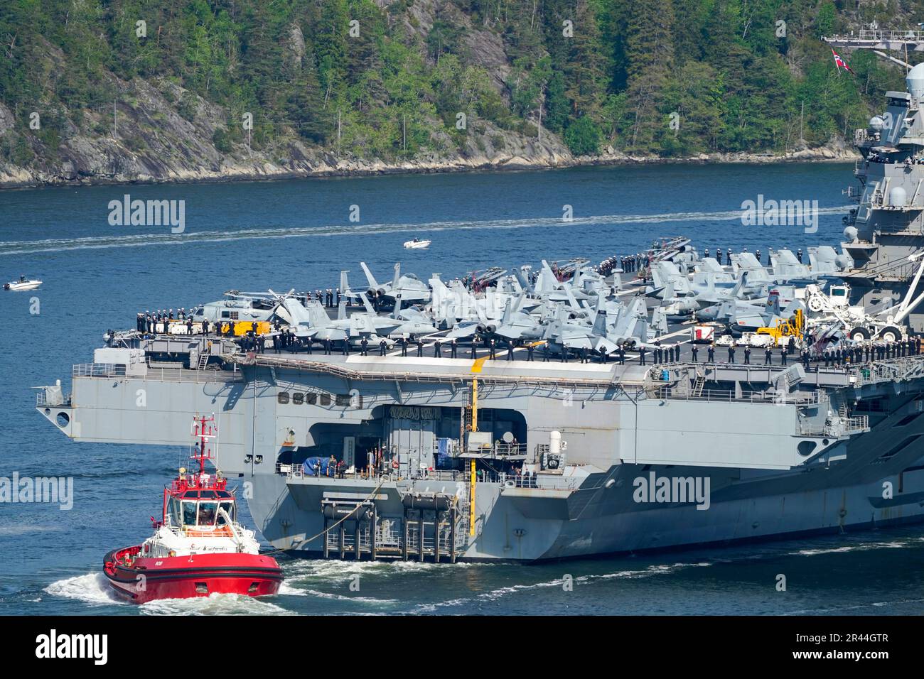 Moss 20230524.The American aircraft carrier USS Gerald R. Ford on its ...