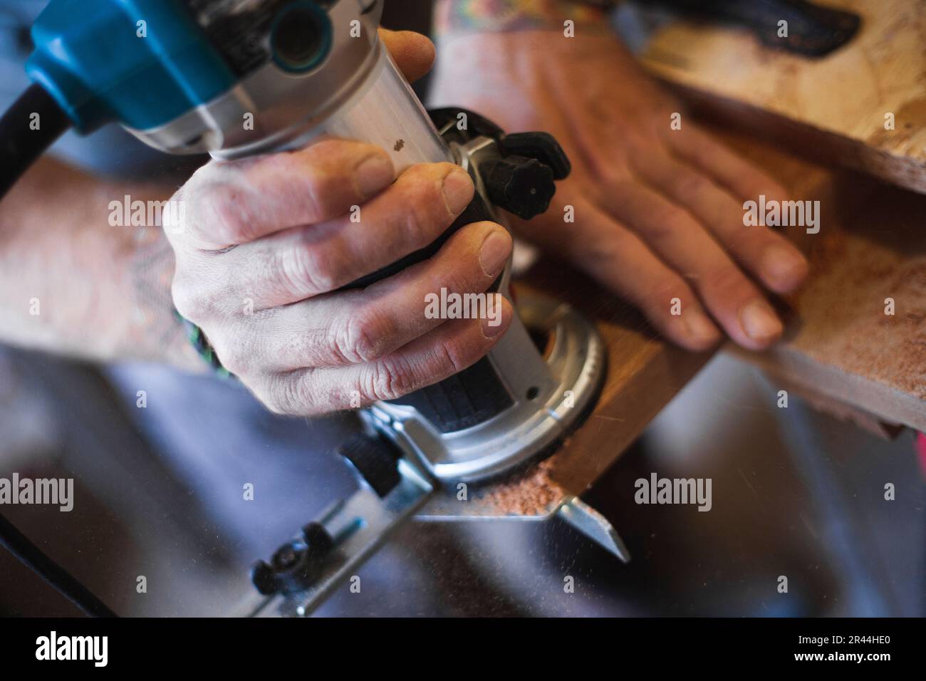 A glimpse into the world of woodworking mastery as a seasoned carpenter ...