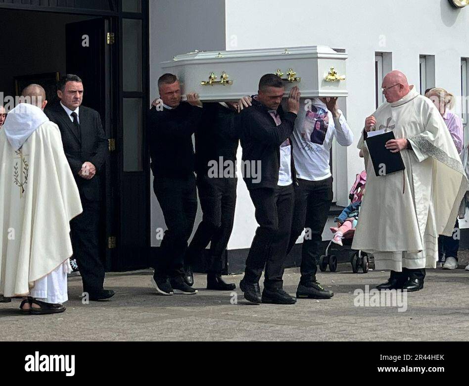 The coffin of Rebecca Browne is carried outside St. Josephs Church in ...