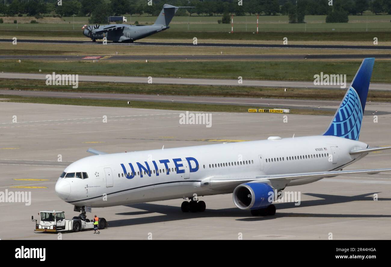 Brandenburg, Germany. 26 May 2023. A Boeing 767-424(ER) aircraft of the ...