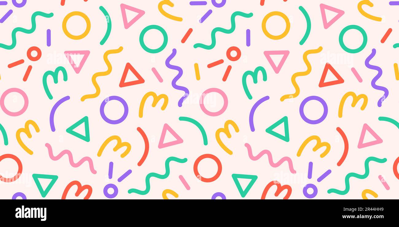 Fun colorful line doodle seamless pattern Stock Vector Image & Art - Alamy