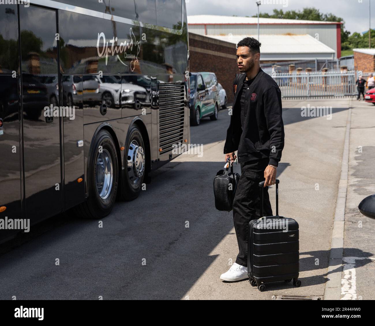 Jon Russell #3 of Barnsley as the Barnsley Team leave for Wembley for ...