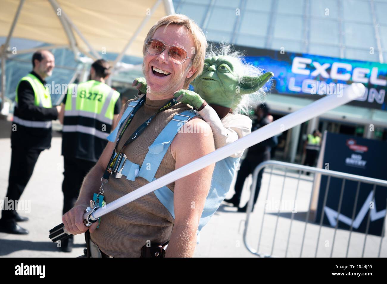 A man poses in a Star Wars costume during MCM Comic Con at the ExCel ...
