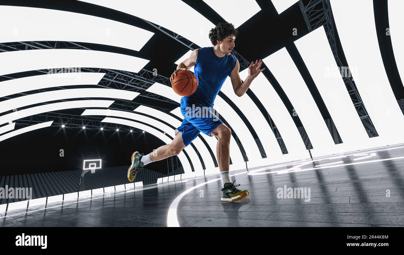 Abstract basketball player dribbling ball hi-res stock photography and ...