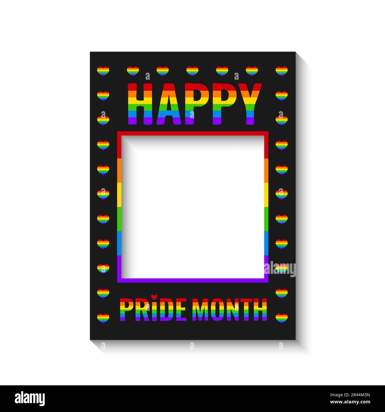 LGBT pride month photo booth frame isolated on white. Rainbow ...