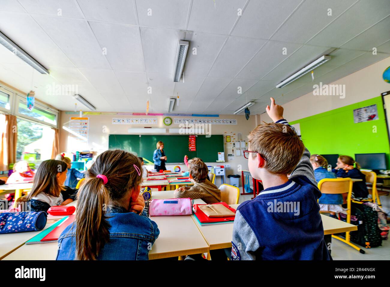 Start of the new school year at the primary school “ecole Pierre Mendes France” in Quevreville ...