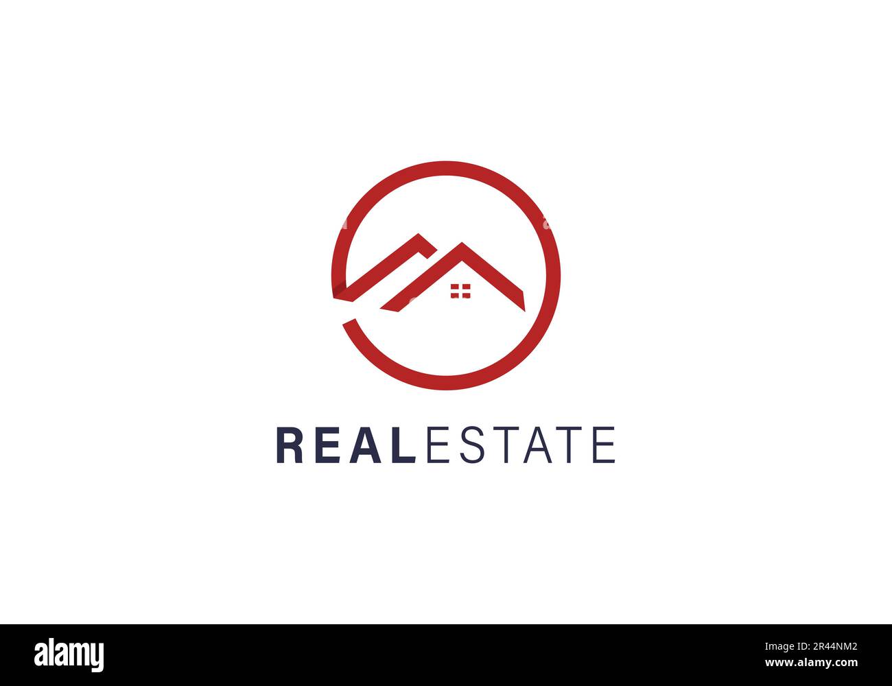 Real estate logo template. Outline style house sign with overlapping ...