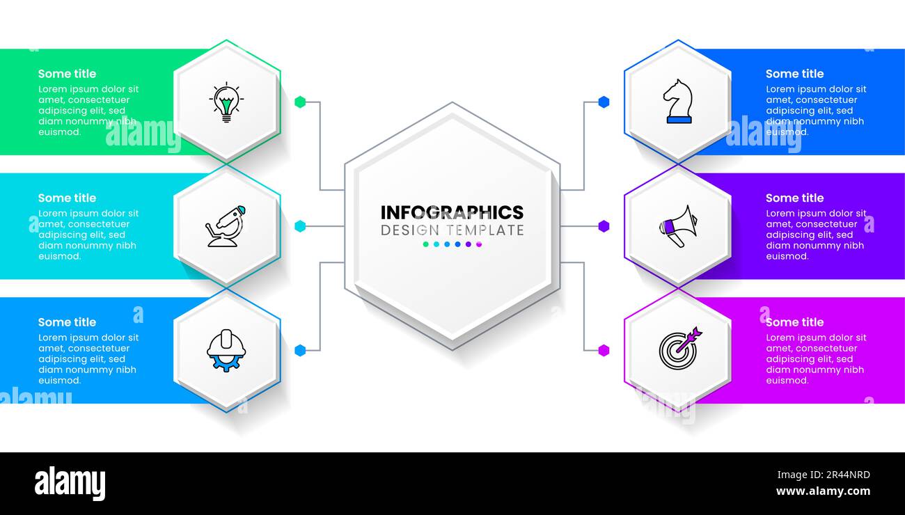 Infographic template with icons and 6 options or steps. Hexagon. Can be ...