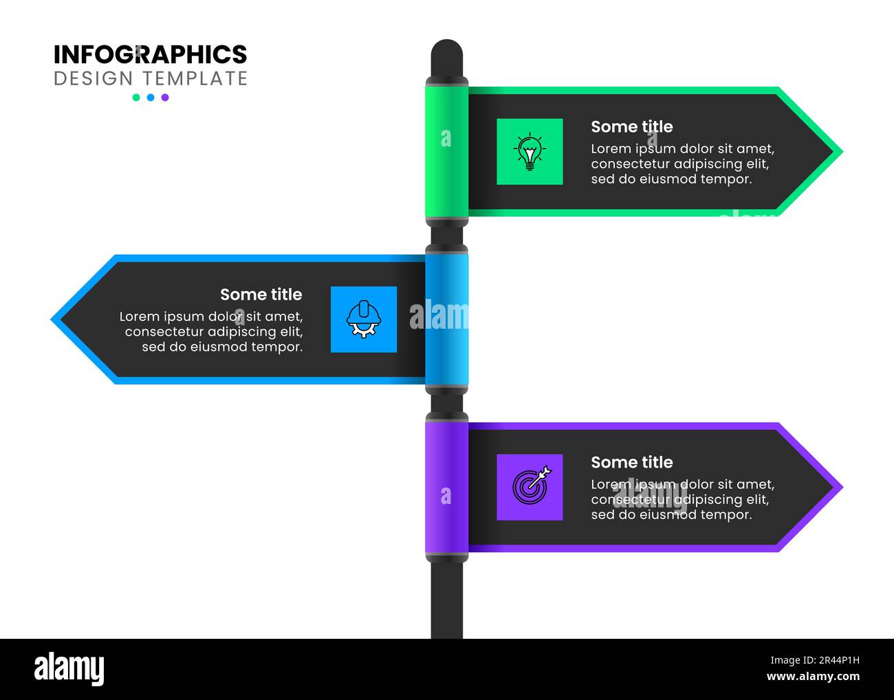 Infographic template with icons and 3 options or steps. Signpost. Can ...