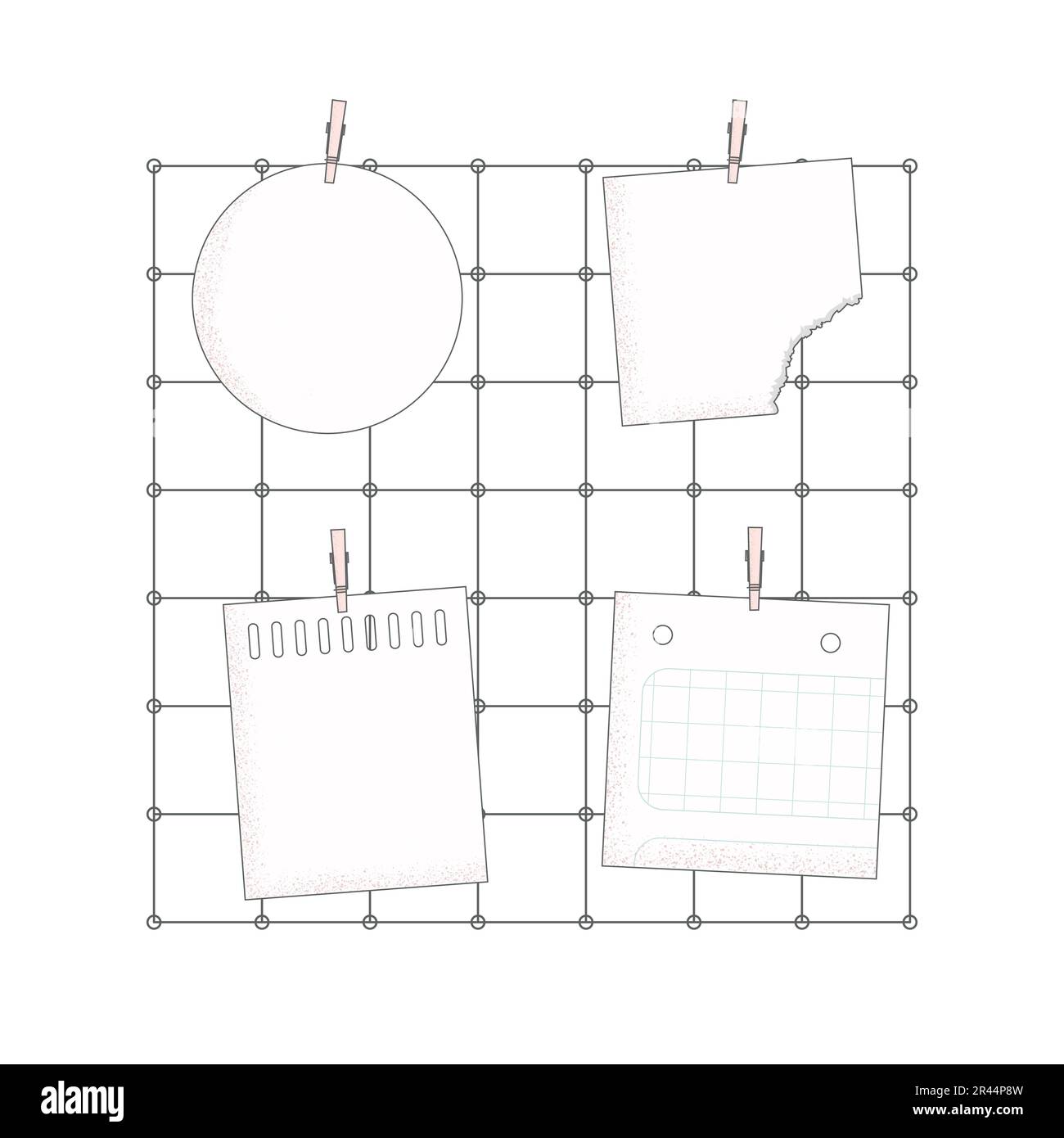 Metal wall notice board. Flat office decoration mood board. Vector ...