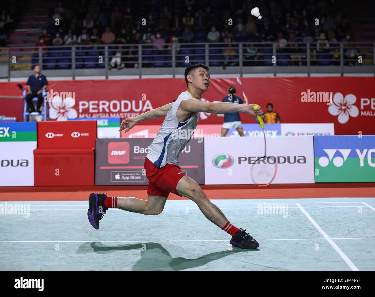 Kuala Lumpur, Malaysia. 25th May, 2023. Lee Zii Jia of Malaysia plays against Lin Chun-Yi of ...