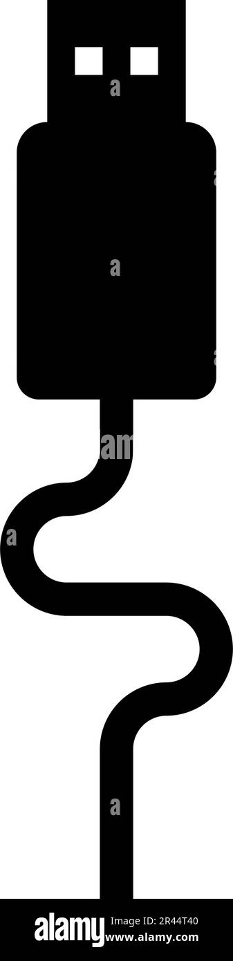 USB cable connector type A data icon black color vector illustration ...
