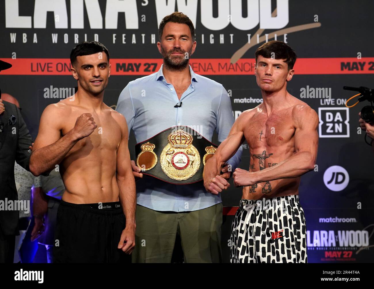 Jack Catterall (left) and Darragh Foley during a weigh-in at the ...
