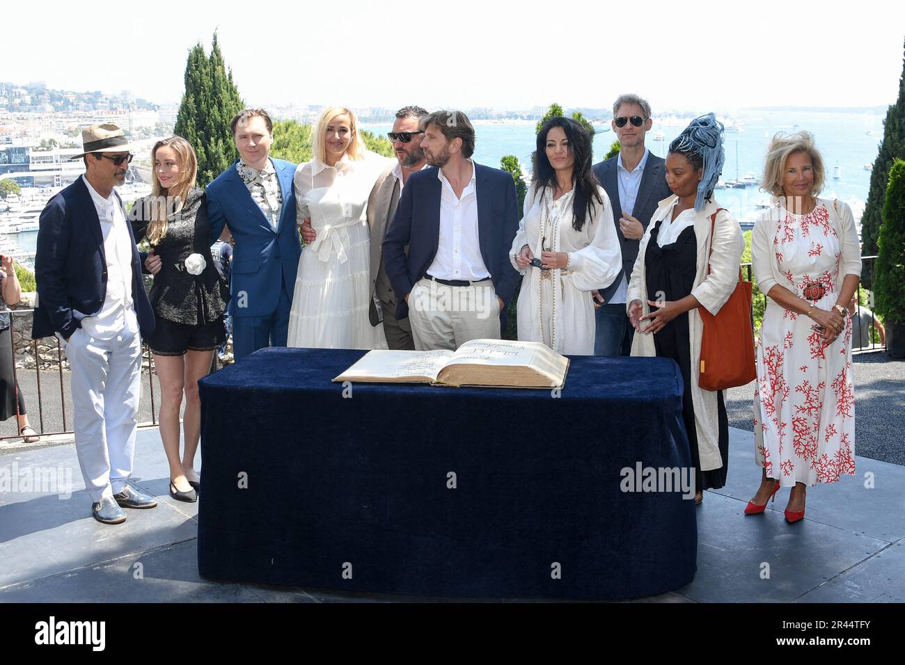 Cannes, France. 24th May, 2023. Ruben Ostlund, Denis Menochet, Julia Ducournau, Damian Szifron ...