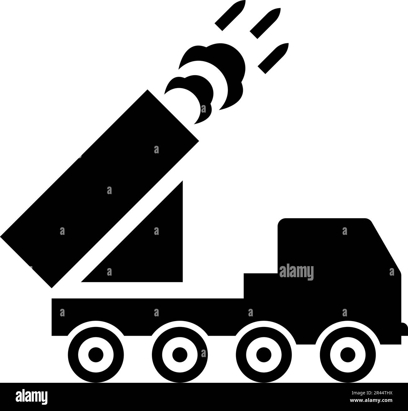 Multiple launch volley reactive rocket system fire shoots missiles icon ...