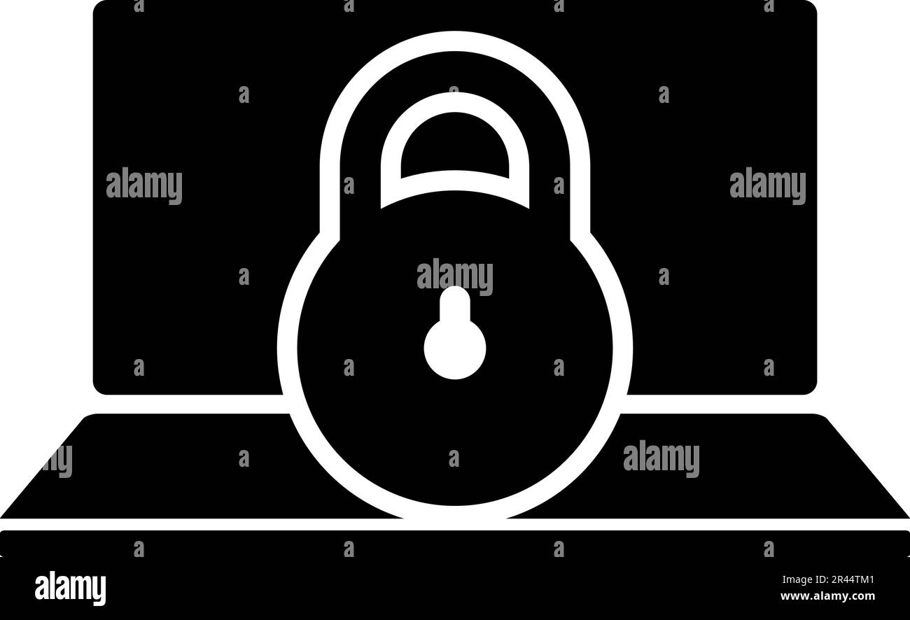 Laptop Lock Personal Data Security Cyber Access Concept Locked Padlock Use Icon Black Color