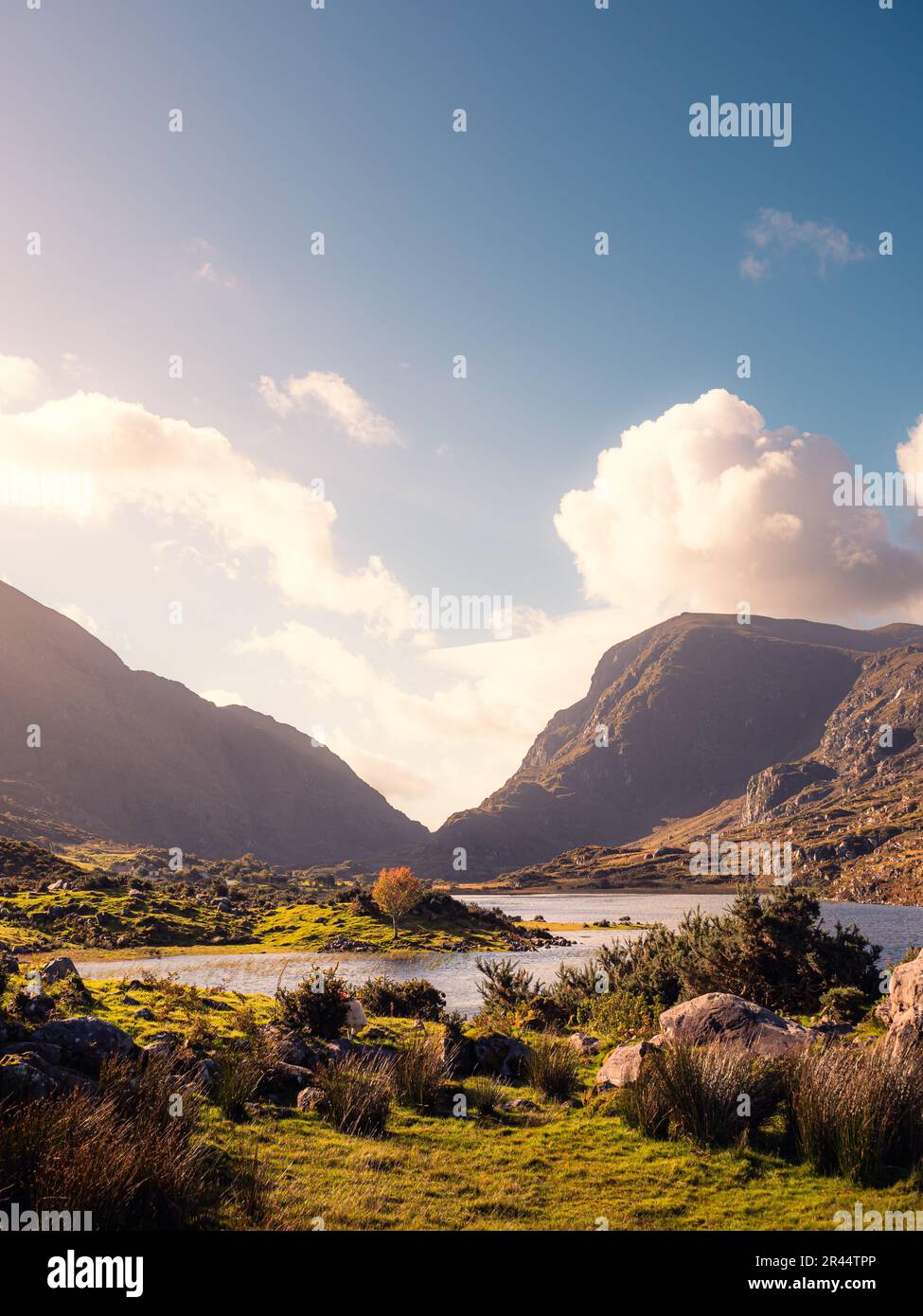Sunlight on the Gap of Dunloe in Killarney National Park, County Kerry ...