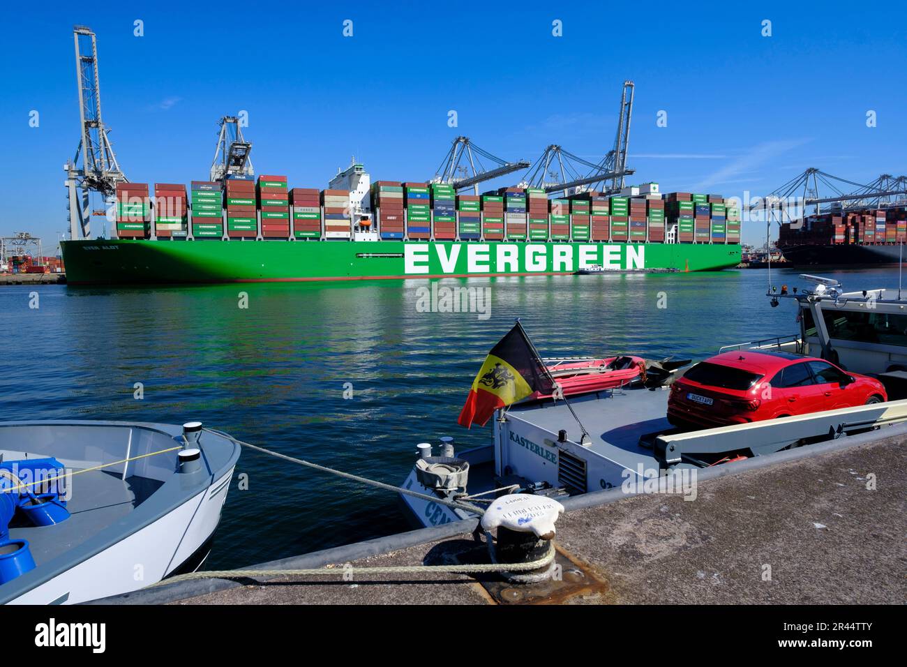 Netherlands, Rotterdam: Evergreen’s container ship Ever Alot docked in ...