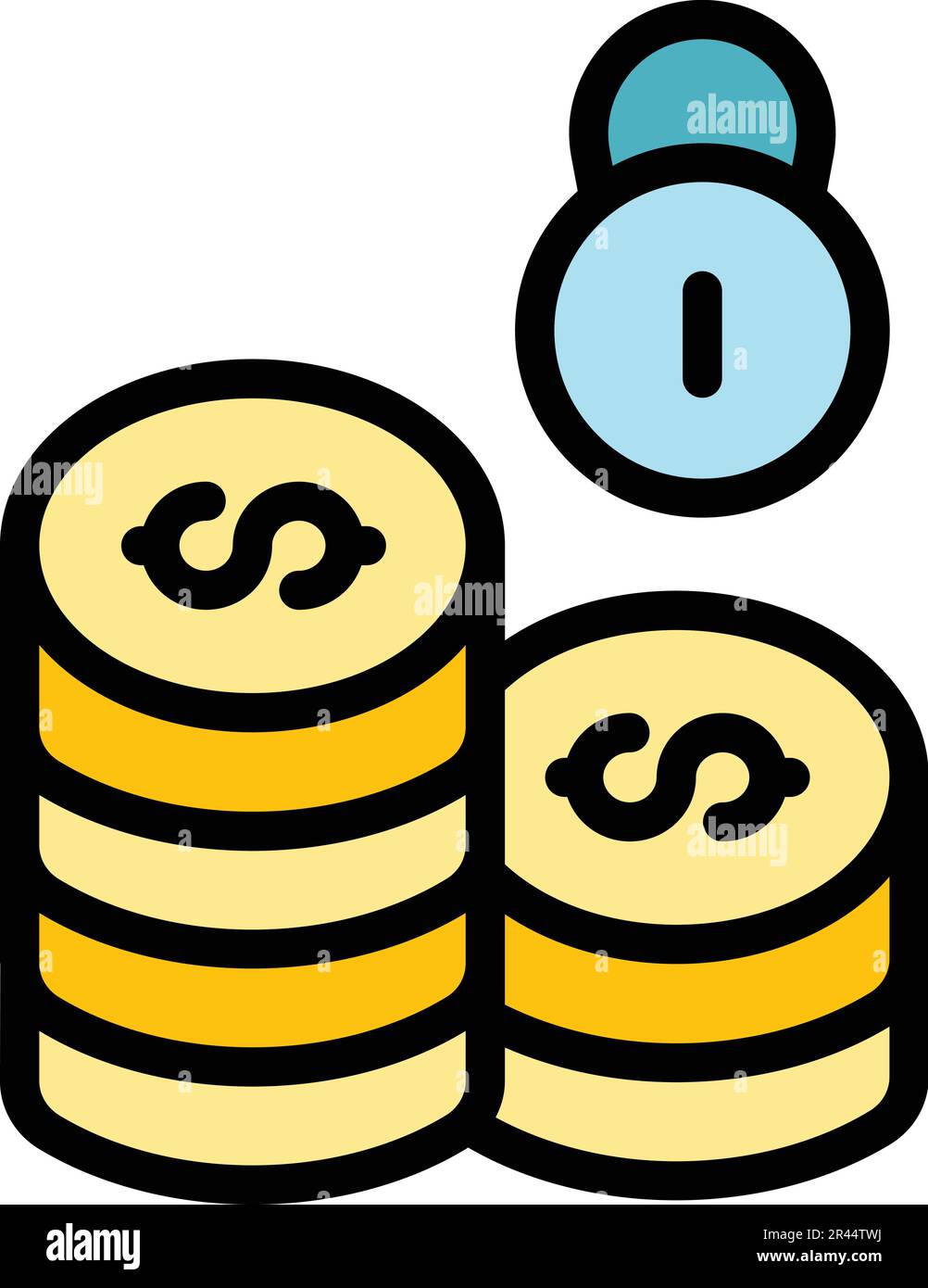 Dollar coin stack icon. Outline Dollar coin stack vector icon for web ...