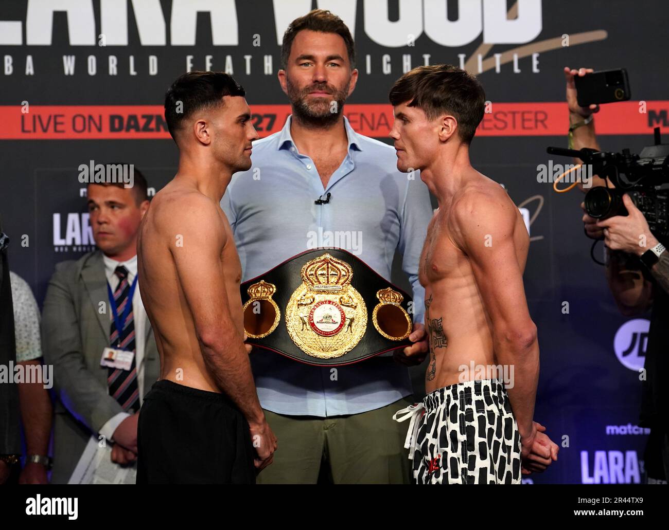 Jack Catterall (left) and Darragh Foley during a weigh-in at the ...