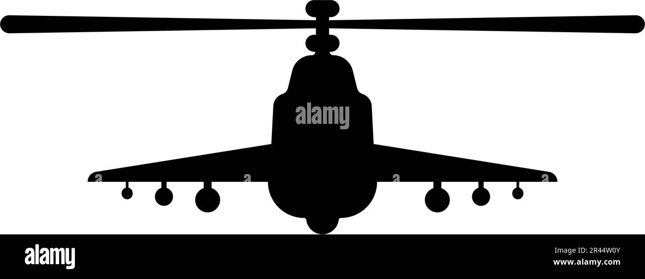 Combat helicopter attack military concept view front icon black color ...