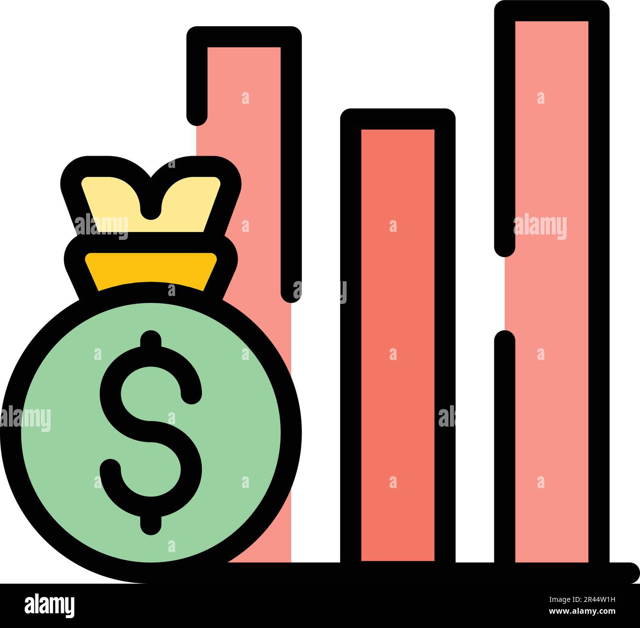 Money graph chart icon. Outline Money graph chart vector icon for web ...