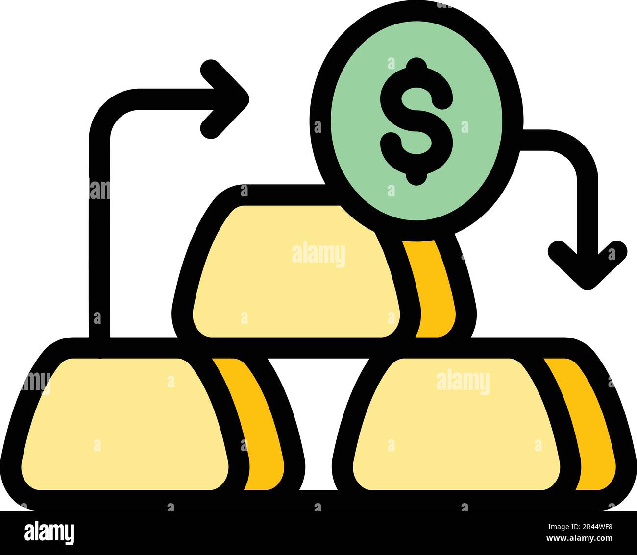 Gold bank reserves exchange icon. Outline Gold bank reserves exchange ...